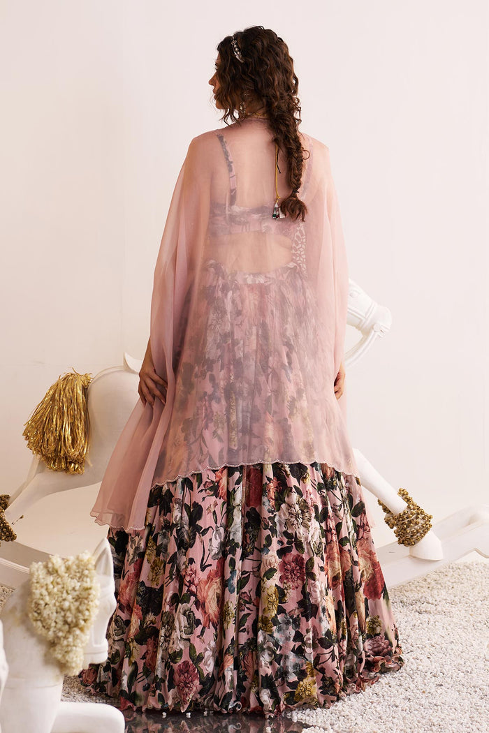 Guldavari cape and lehenga set